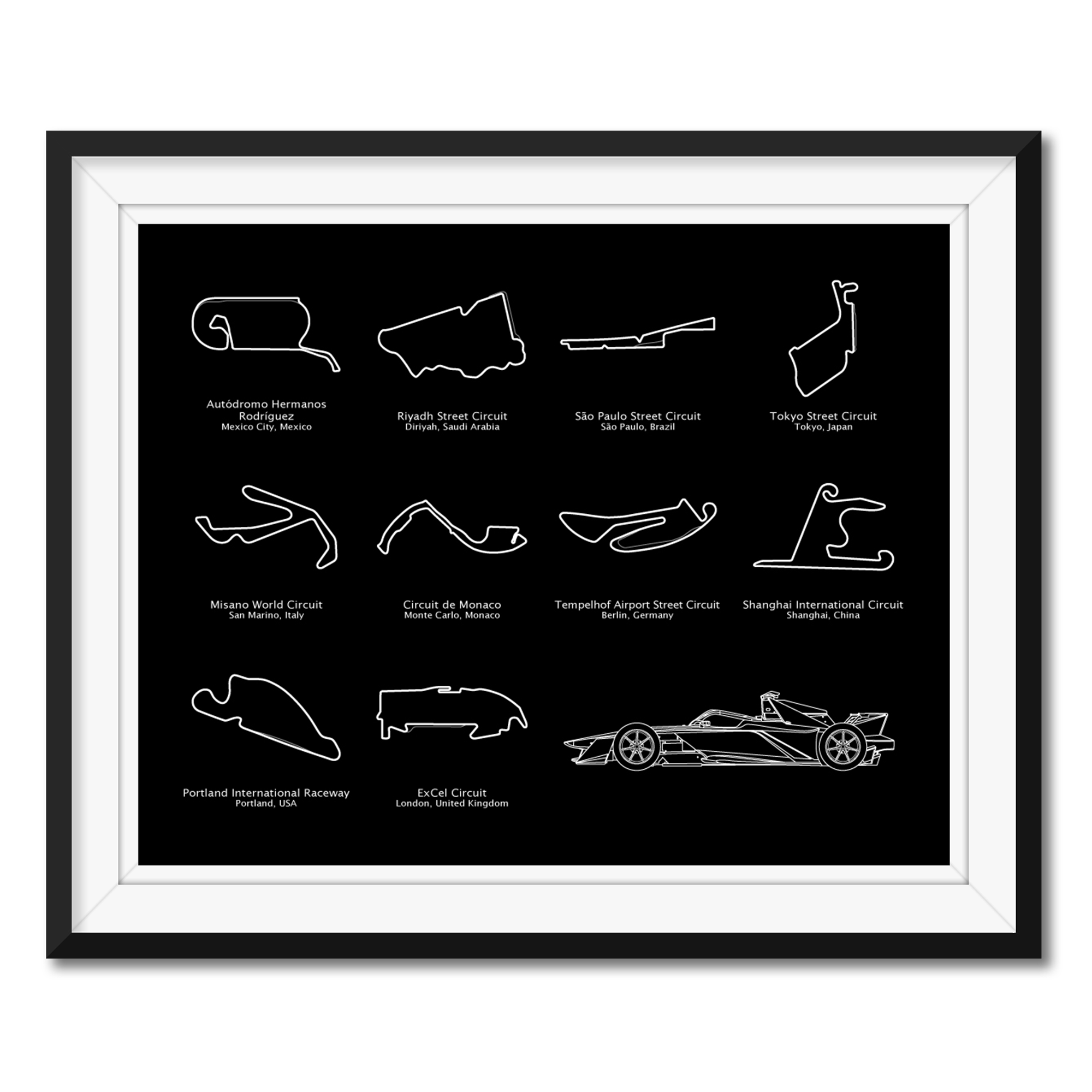 Formula E World Championship 2024 Race Track Poster – Custom Car Posters