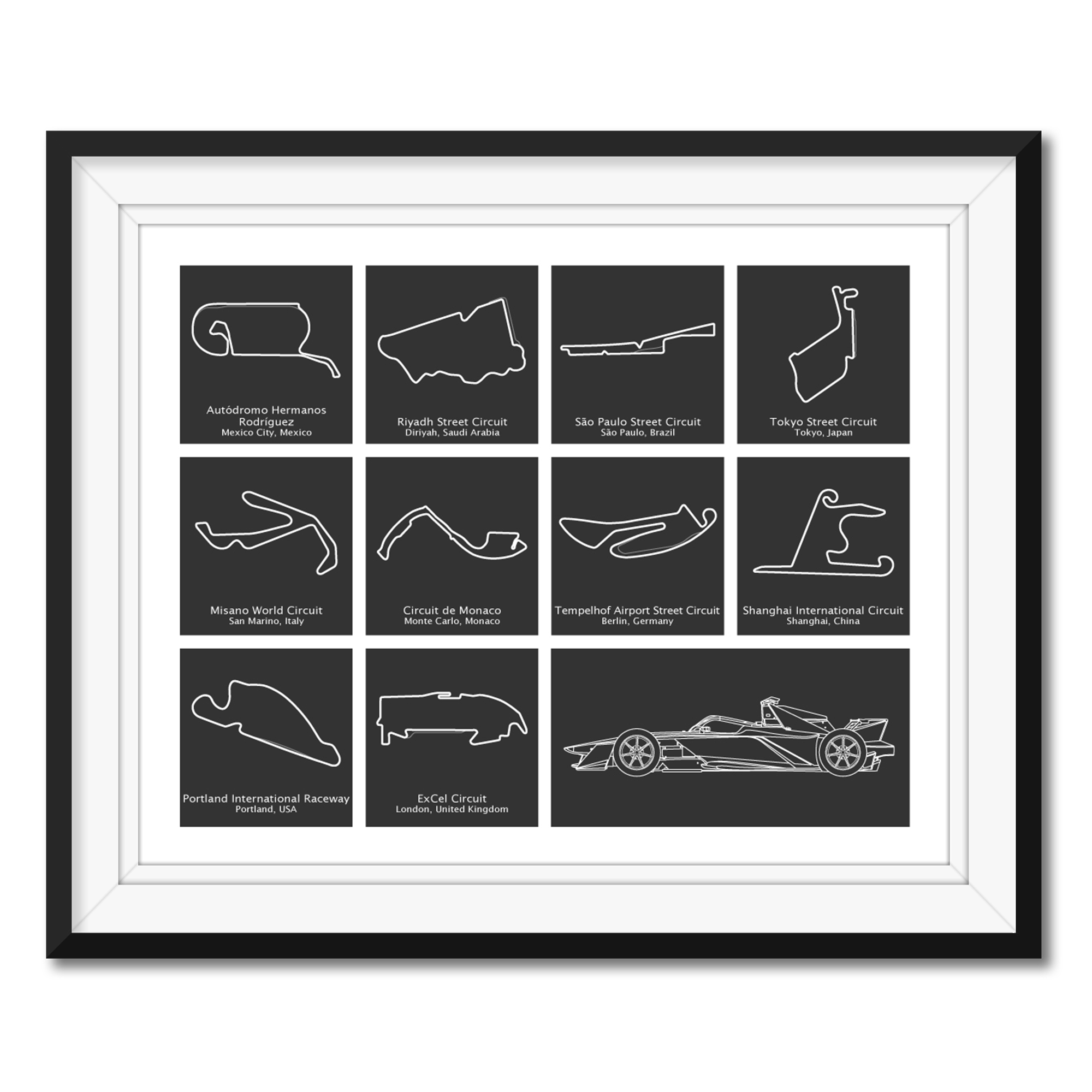 Formula E World Championship 2024 Race Track Poster – Custom Car Posters