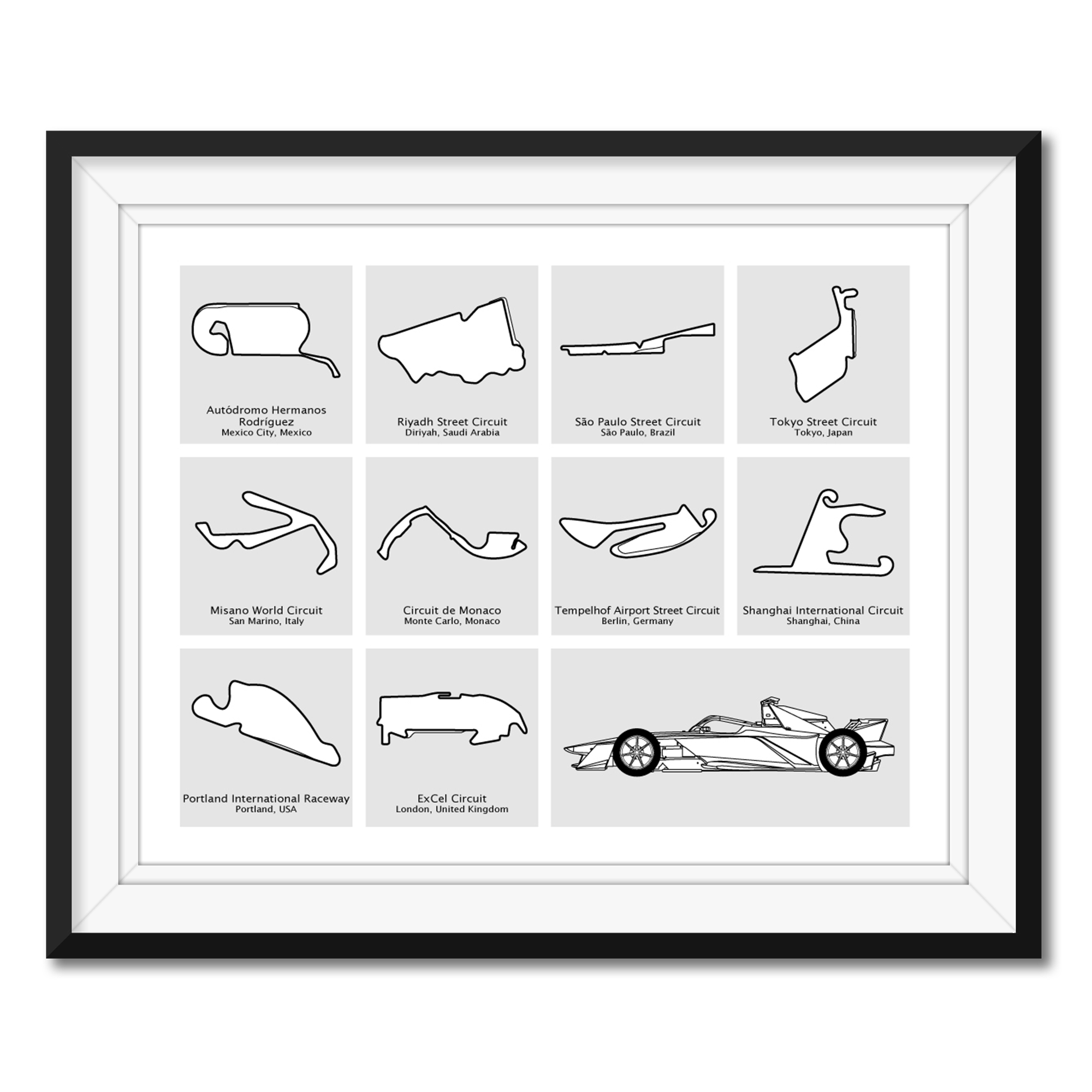 Formula E World Championship 2024 Race Track Poster – Custom Car Posters