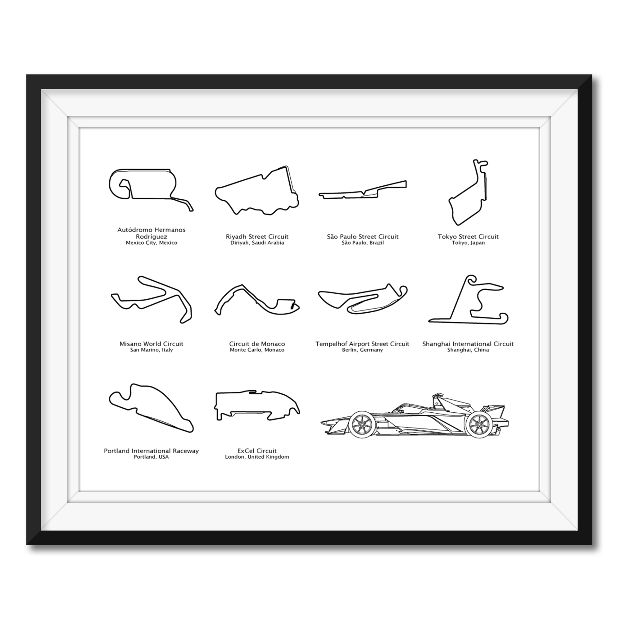 Formula E World Championship 2024 Race Track Poster – Custom Car Posters