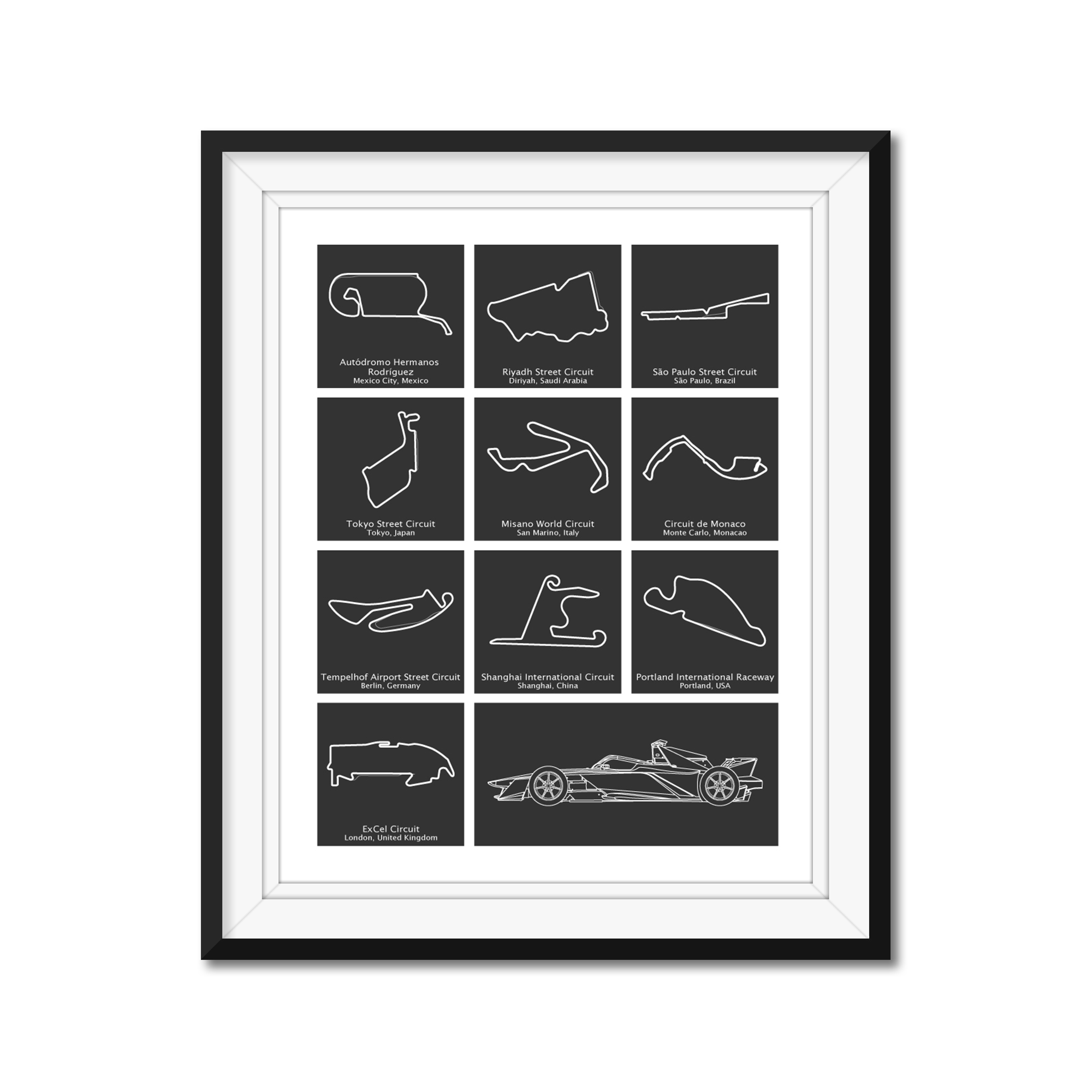 Formula E World Championship 2024 Race Track Poster – Custom Car Posters