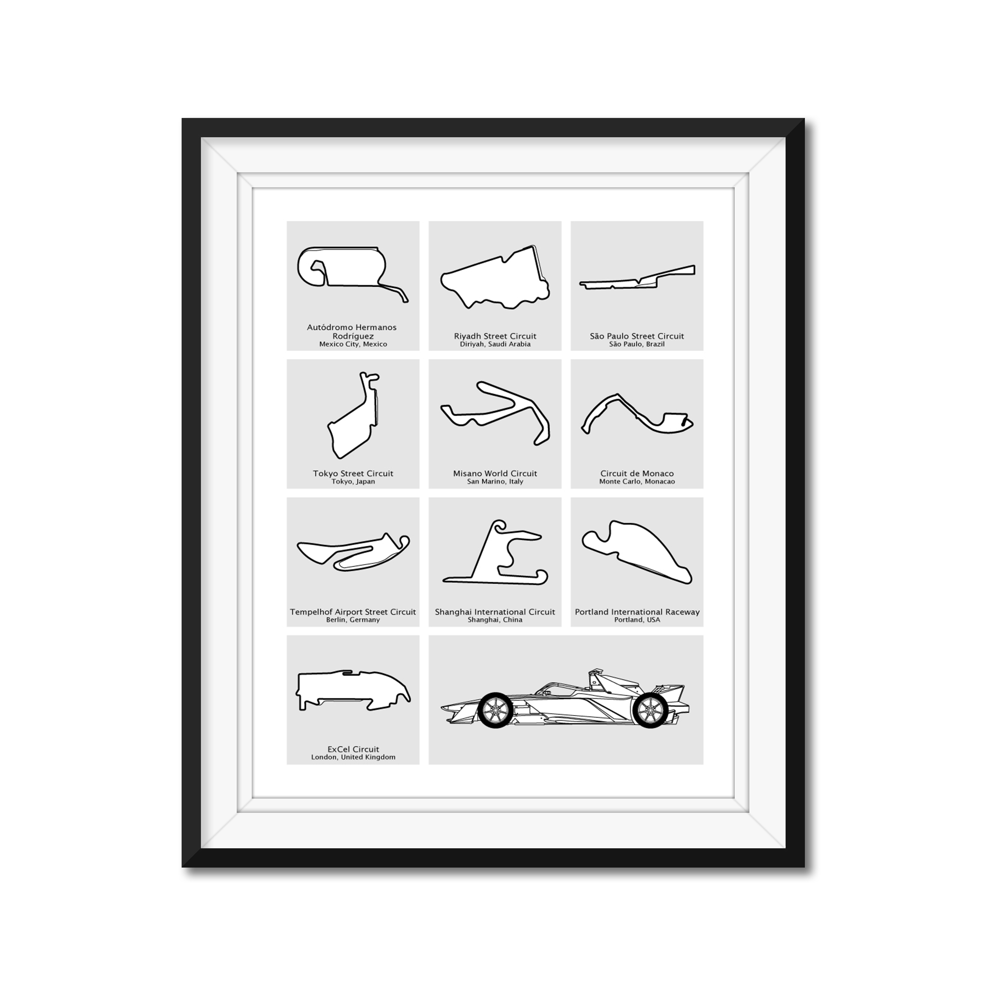 Formula E World Championship 2024 Race Track Poster – Custom Car Posters