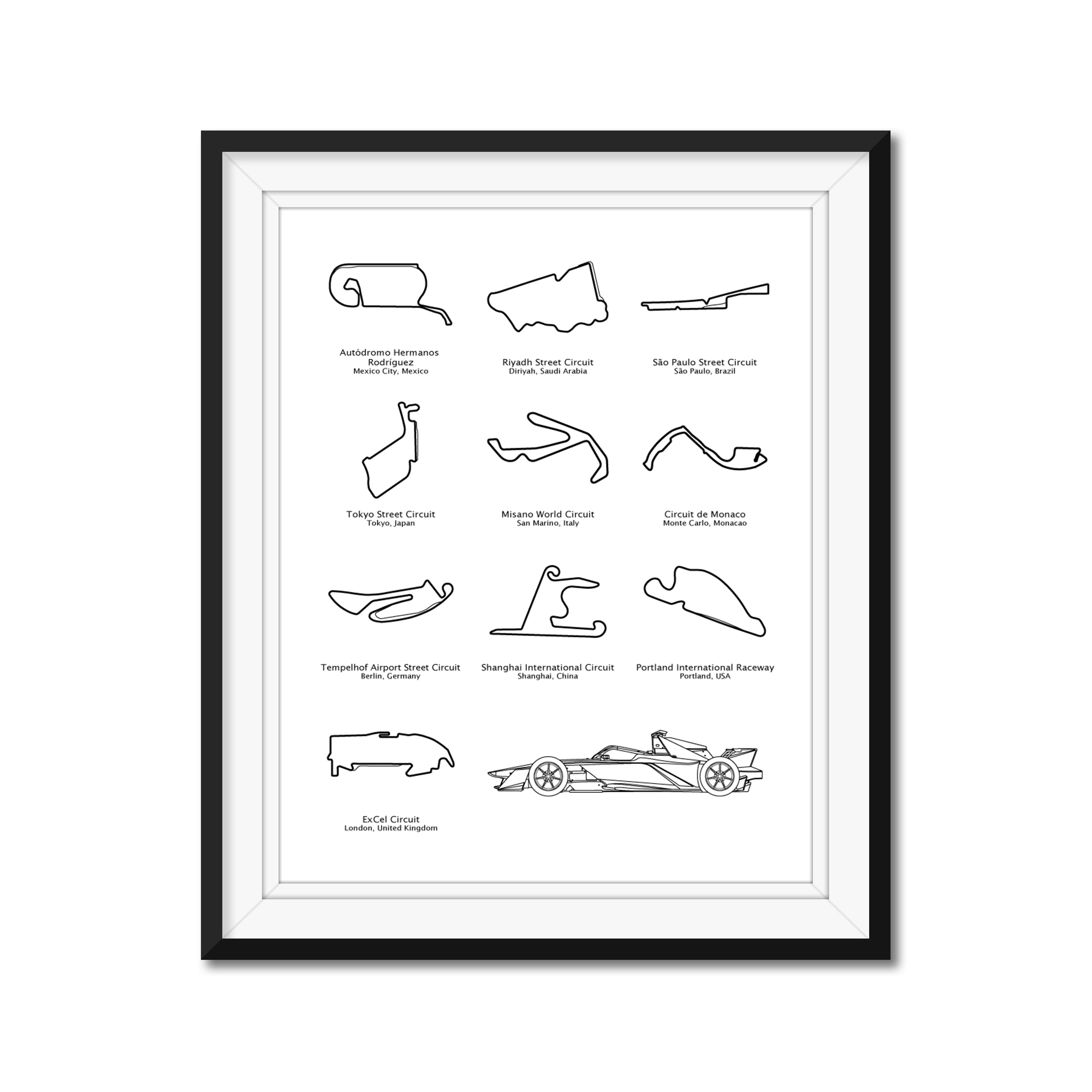Formula E World Championship 2024 Race Track Poster – Custom Car Posters