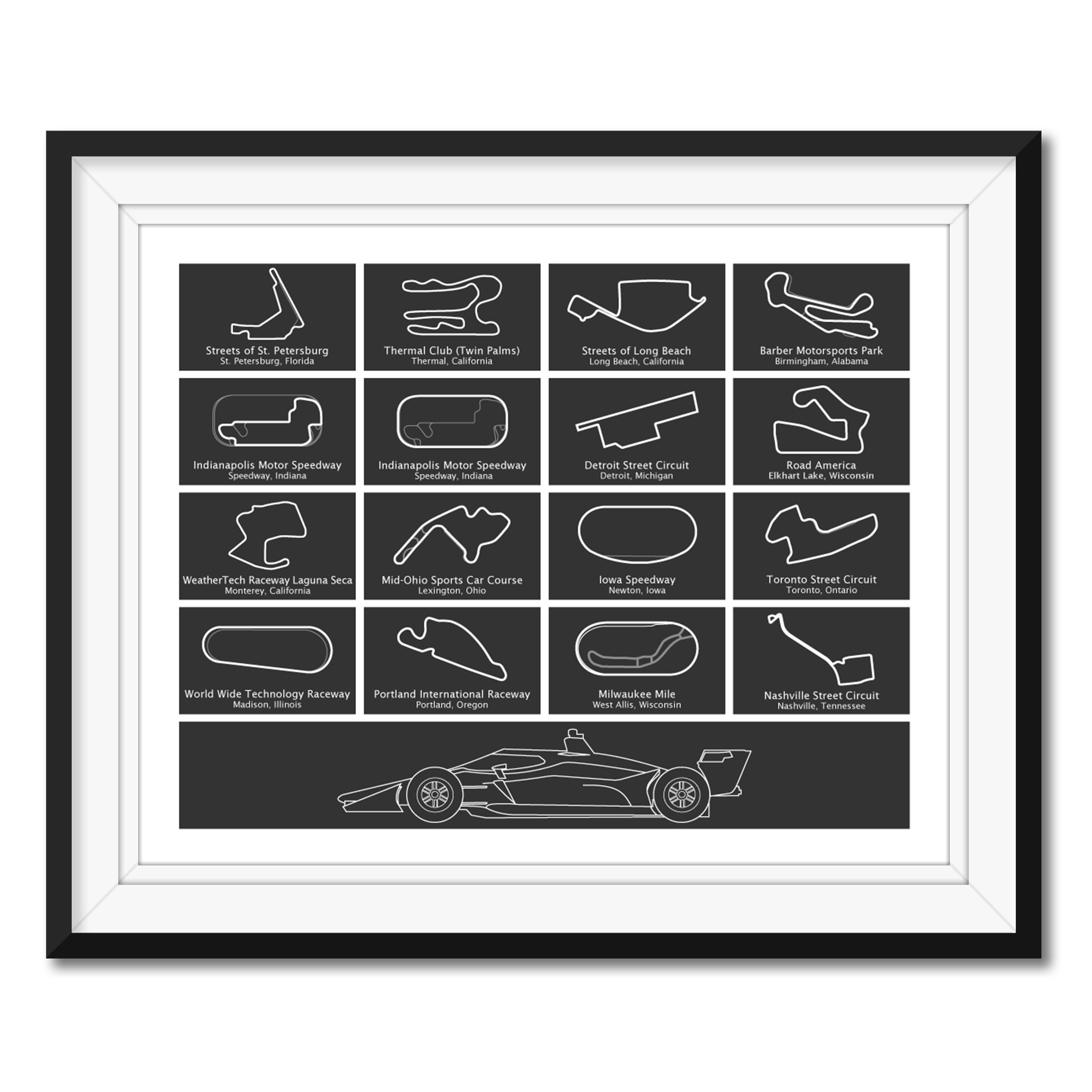 IndyCar Series 2024 Race Track Poster – Custom Car Posters