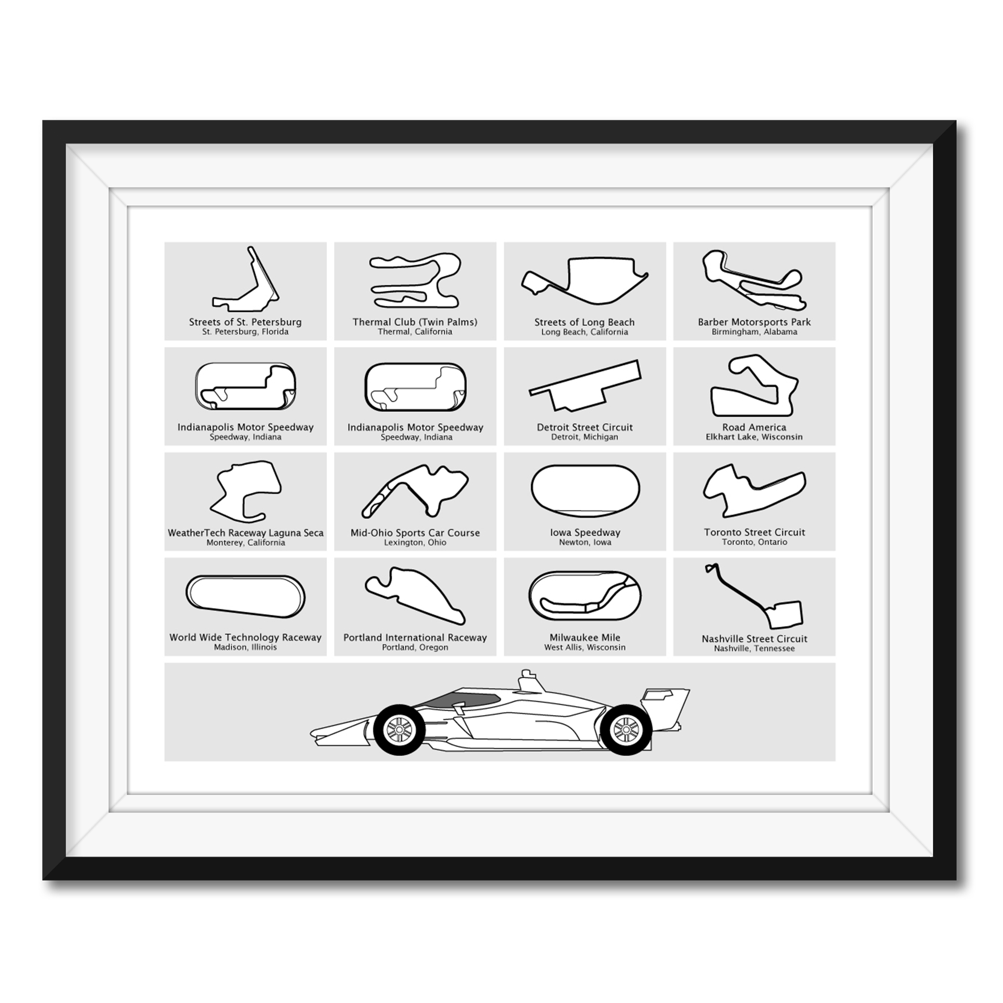 IndyCar Series 2024 Race Track Poster – Custom Car Posters