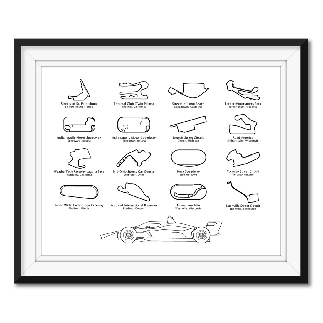 IndyCar Series 2024 Race Track Poster – Custom Car Posters