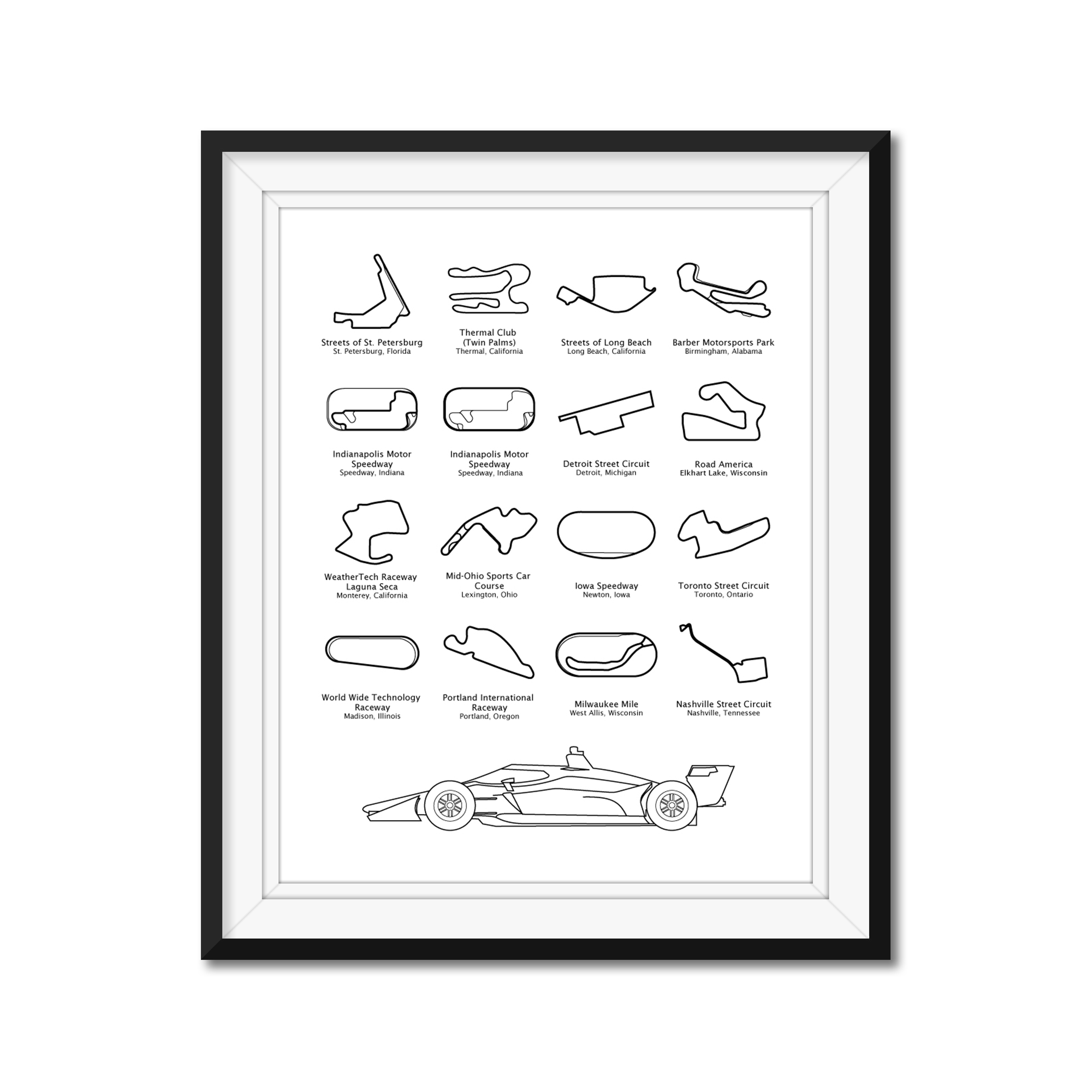 IndyCar Series 2024 Race Track Poster – Custom Car Posters