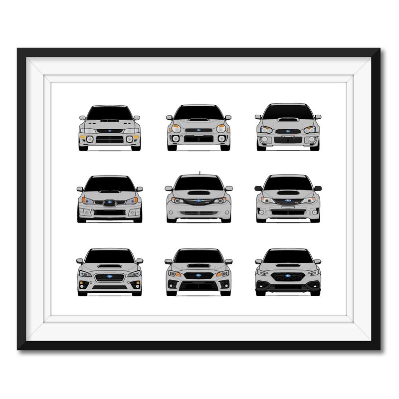 Subaru WRX Impreza Generations (Landscape) – Custom Car Posters