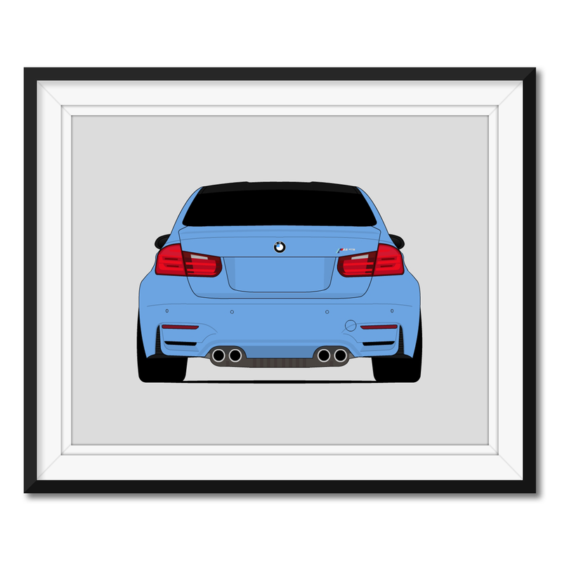 BMW M3 F80 (2014-2017) (Rear) Car Poster – Custom Car Posters
