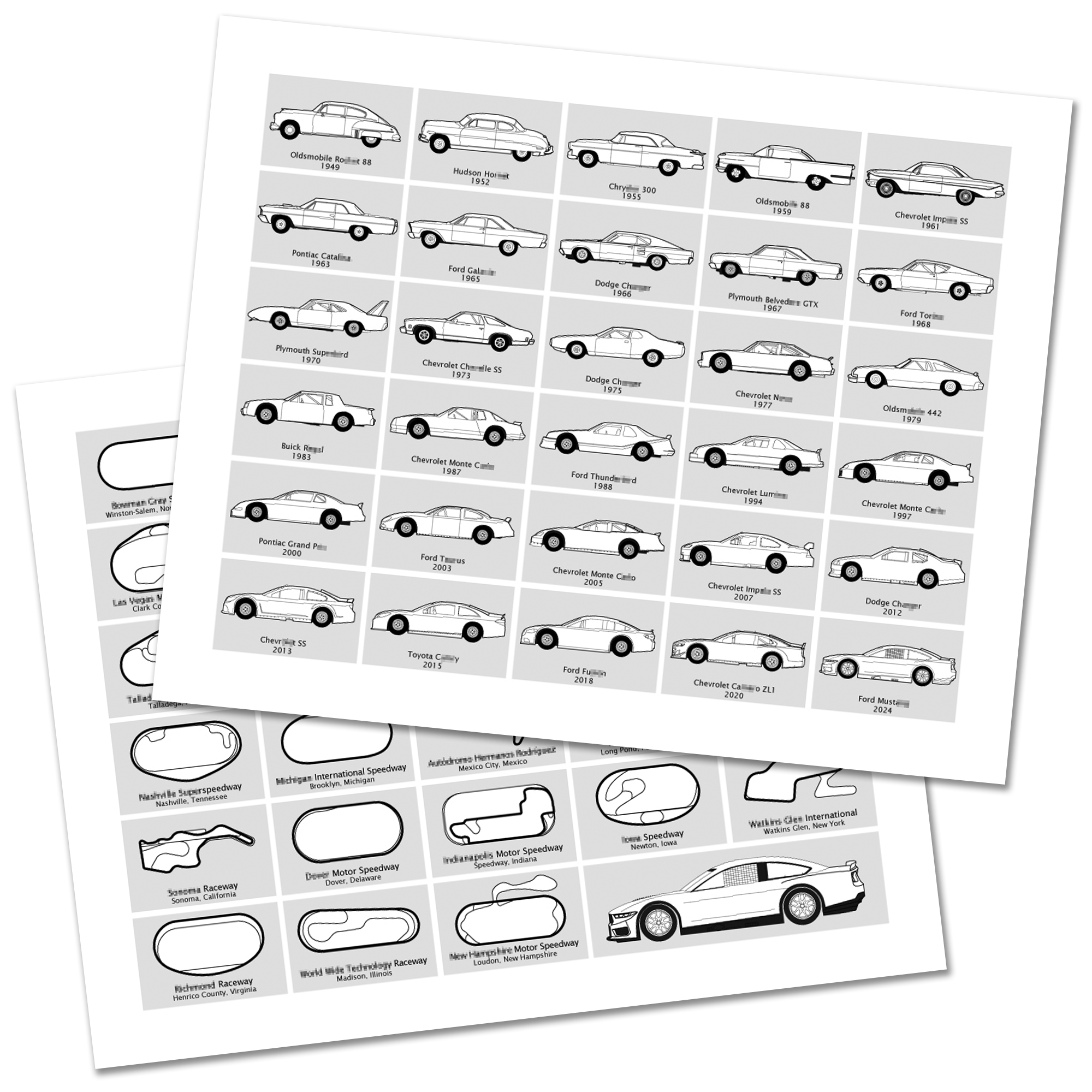 NASCAR Cup Car 2026 Race Track AND Race Car Generations Poster SET ...