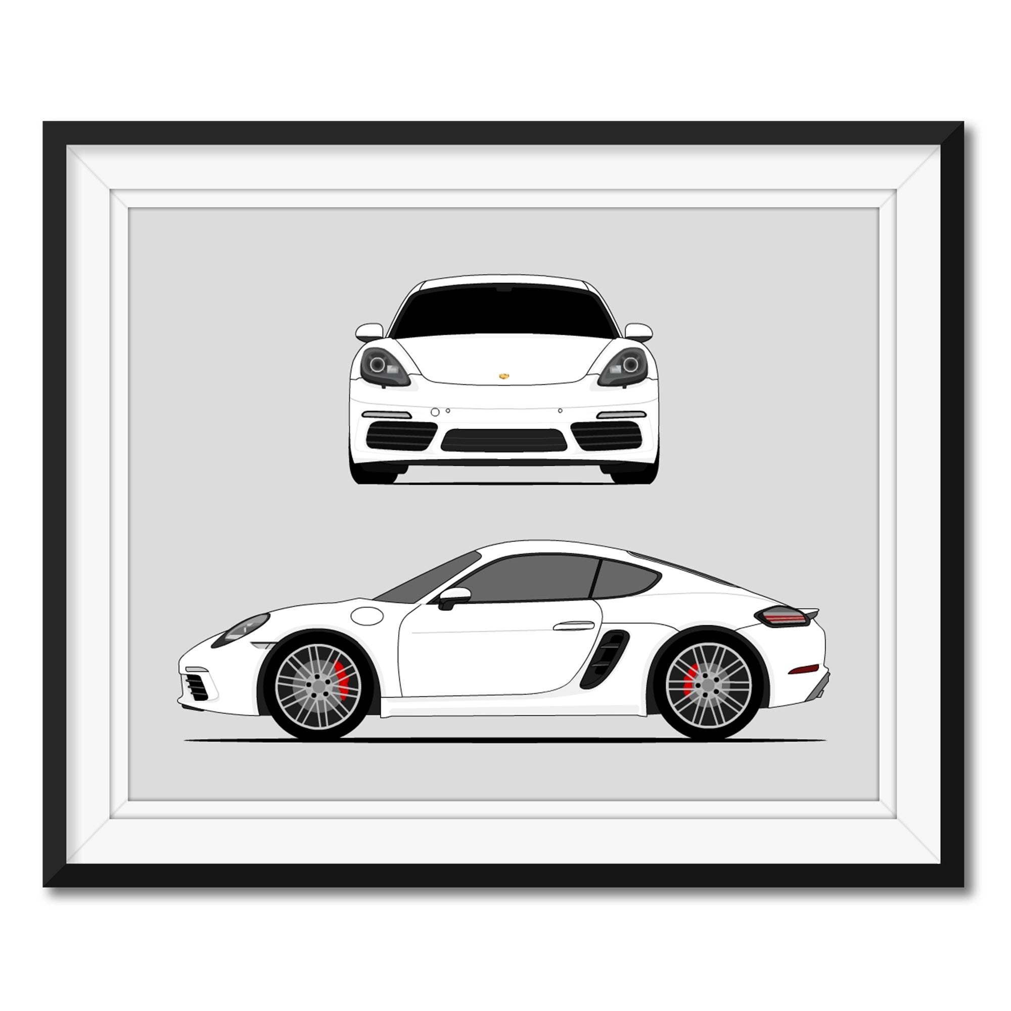 Porsche Cayman S 718 (2016-2020) (Front and Side) Car Poster – Custom ...