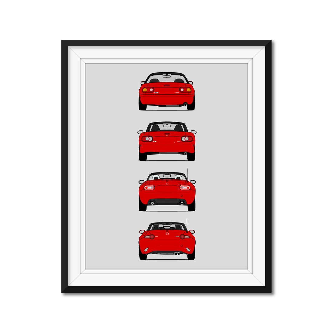 Mazda Miata Generations (Rear) History and Evolution – Custom Car Posters