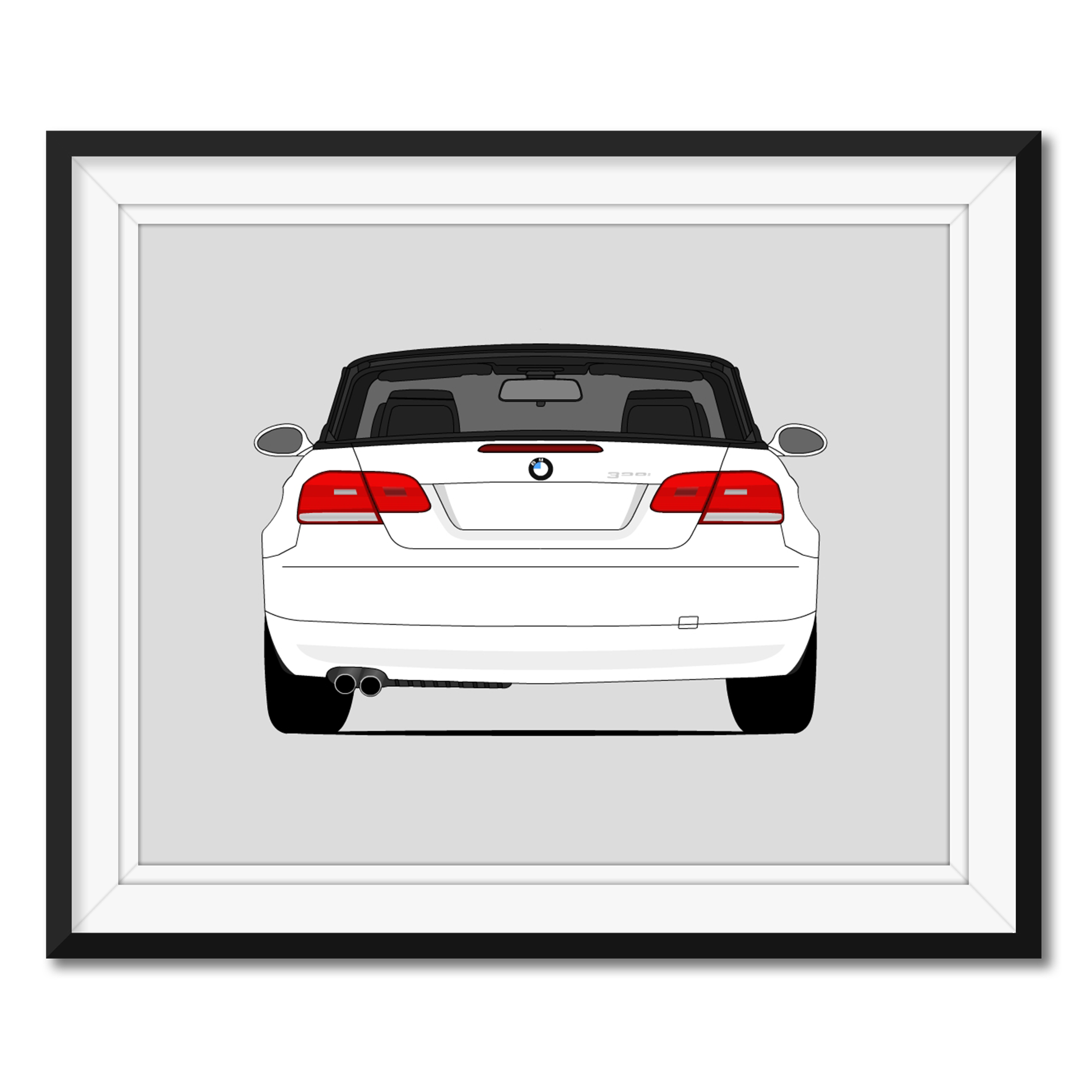 BMW E92 E93 328i Convertible (2007-2010) (Rear) Car Poster – Custom Car ...