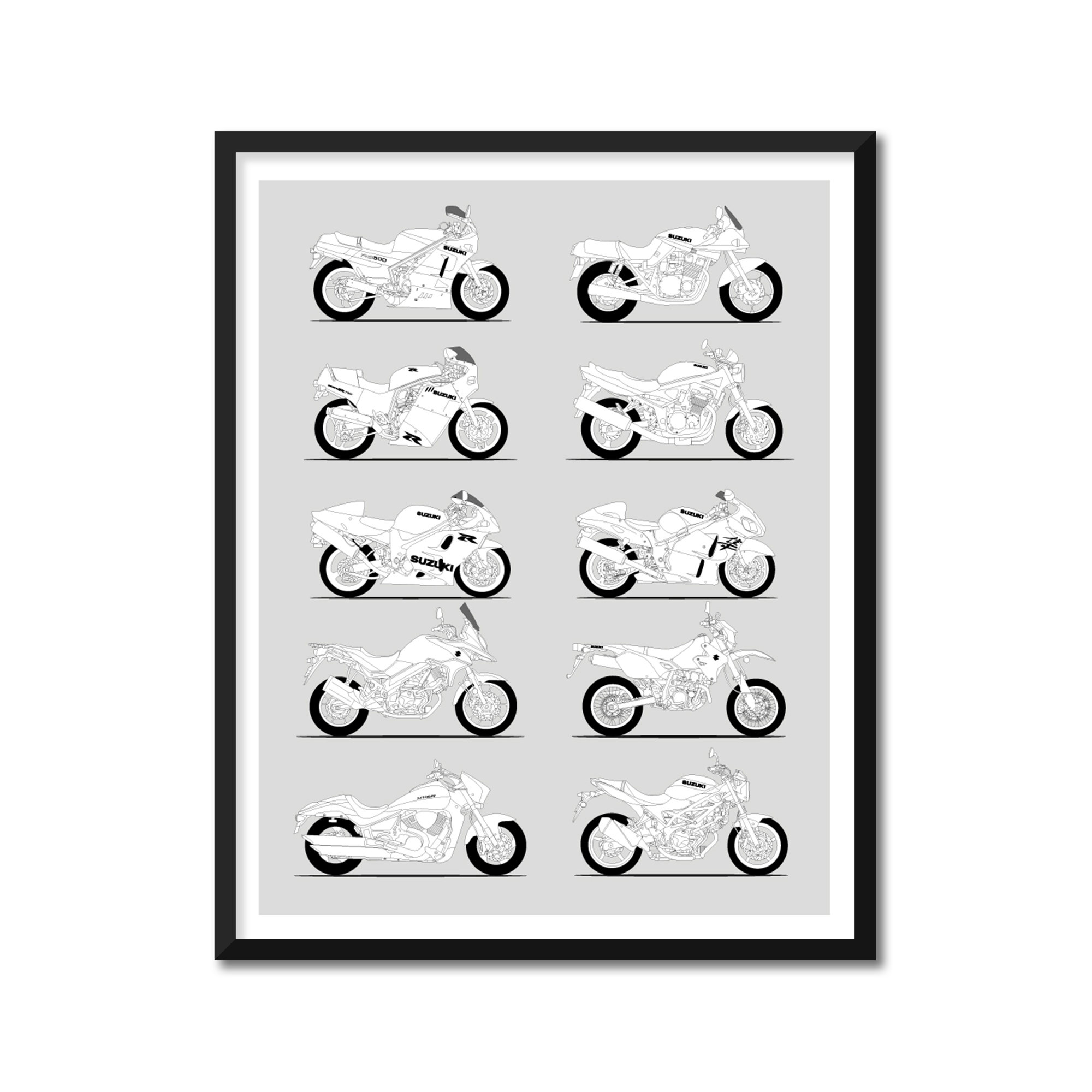 Suzuki Motorcycle History and Evolution Poster (Side Profile) – Custom ...